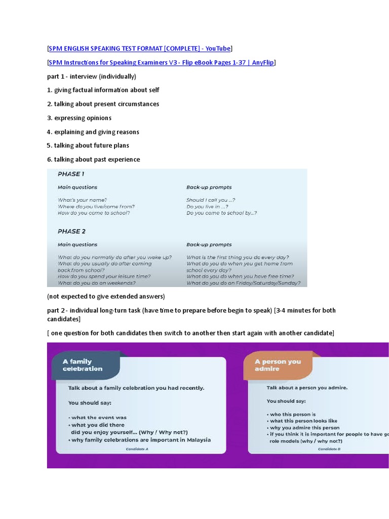 SPM English Speaking Test Format Guide | PDF | Career & Growth