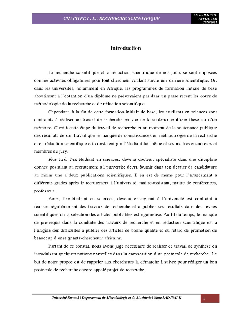 Cours 1 La Recherche Scientifique | PDF | Méthode scientifique | Science