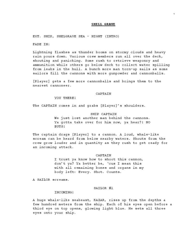 Game SCRIPT TEMPLATE | PDF | Ships | Water Transport