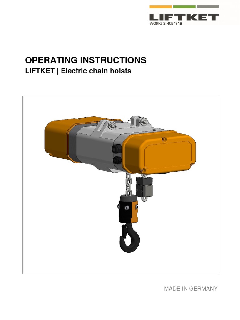 BA LIFTKET 2019 09 Englisch | PDF | Screw | Electric Motor