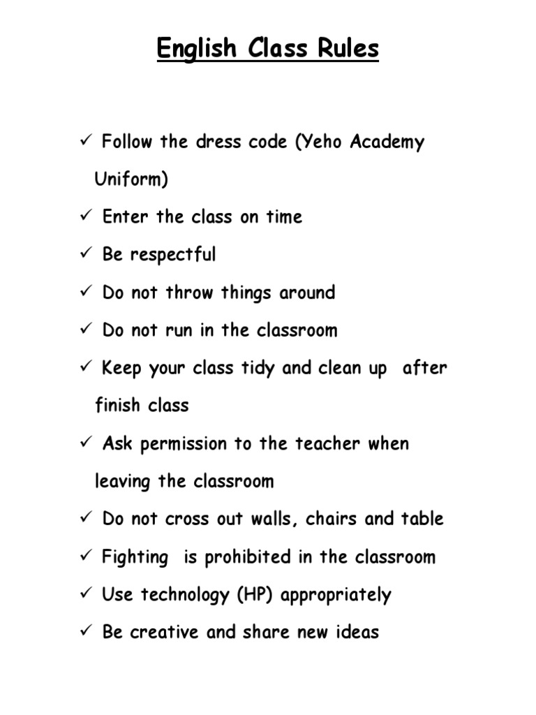 English Class Rules | PDF