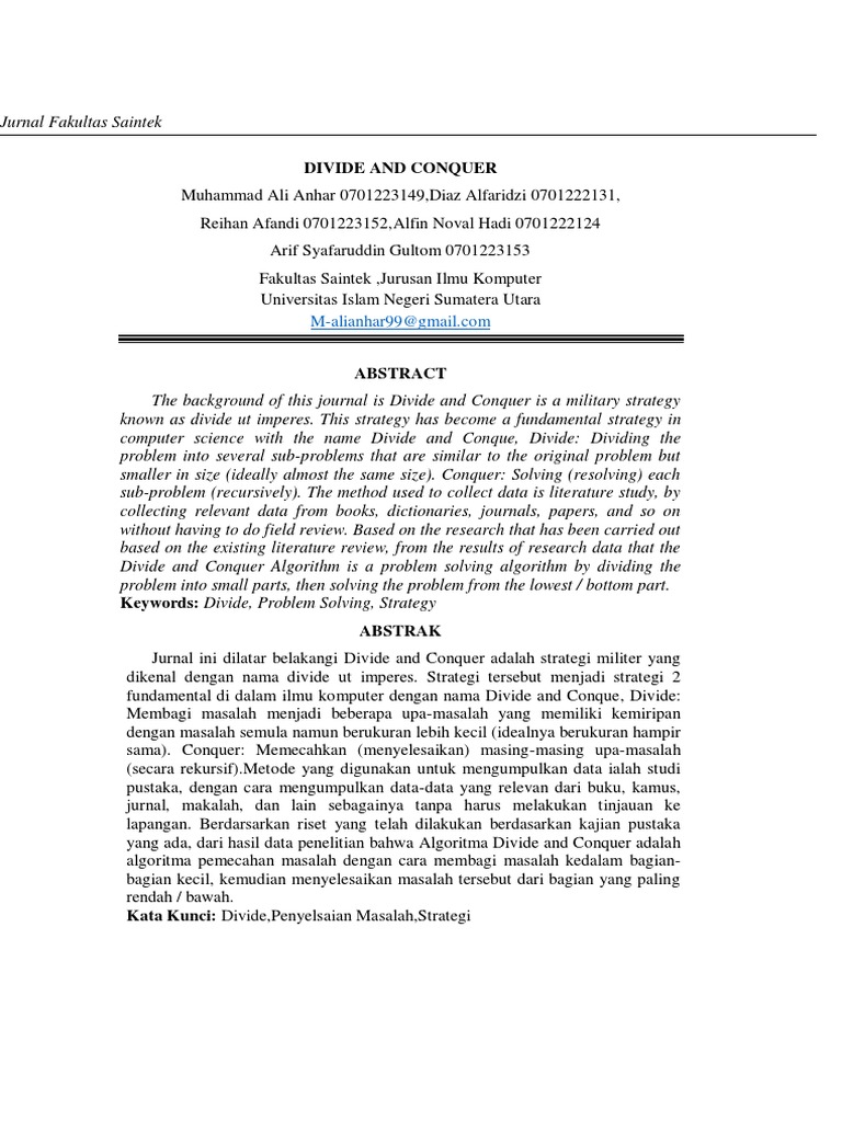 Jurnal Divide and Conquer | PDF