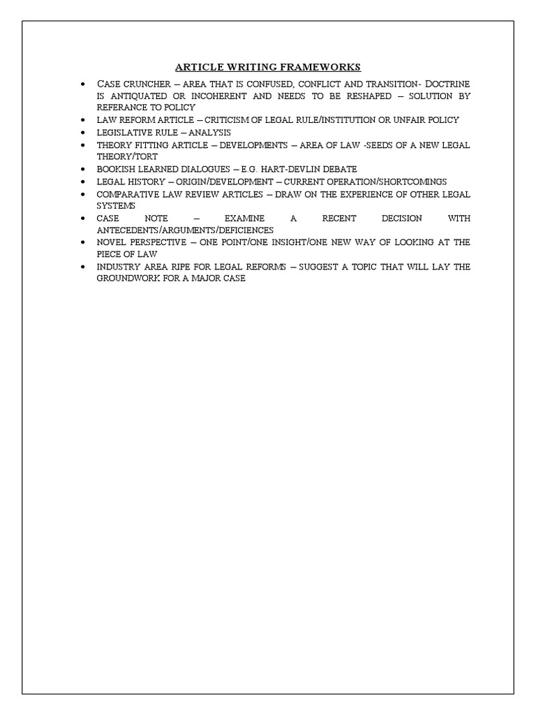 Article Writing Frameworks | PDF | Law