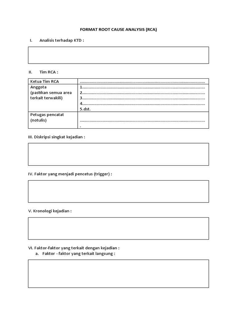 Contoh Form Rca (Root Cause Analysis) | PDF