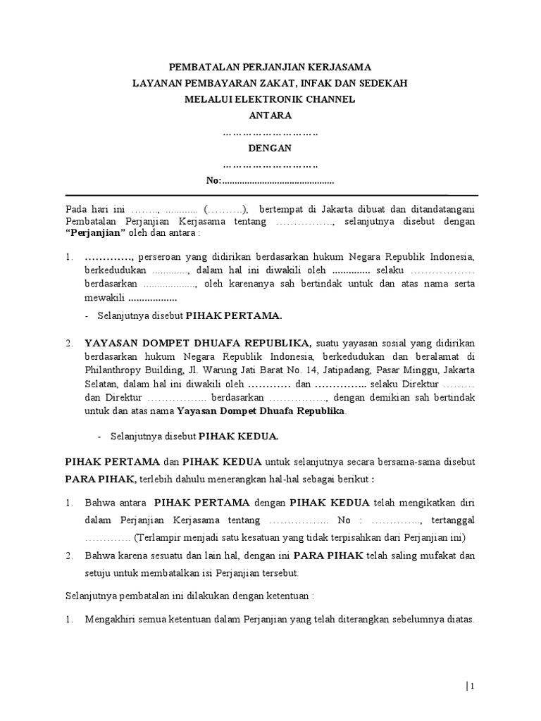 Draft Pembatalan Perjanjian Pdf
