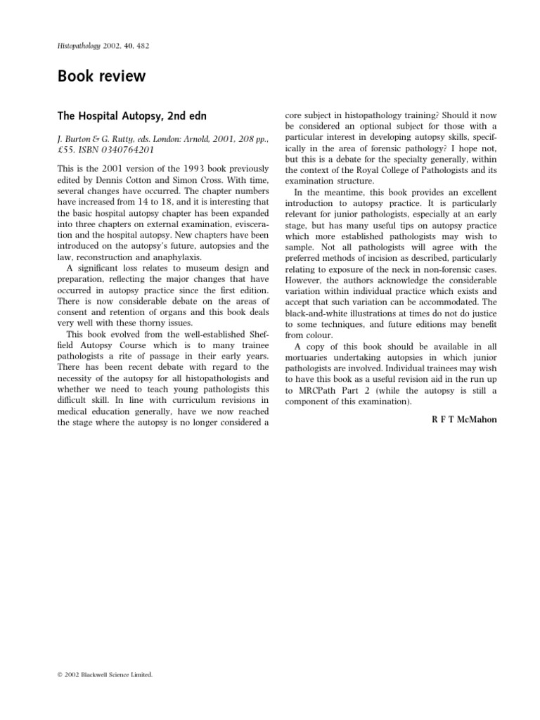 The Hospital Autopsy 2nd Edn | PDF | Autopsy | Forensic Science