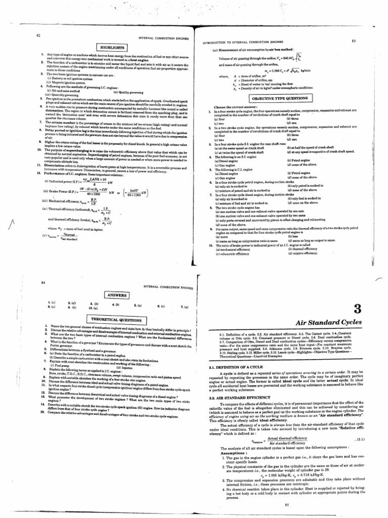 Internal Combustion Engine Pdf Engine Technology Thermodynamic