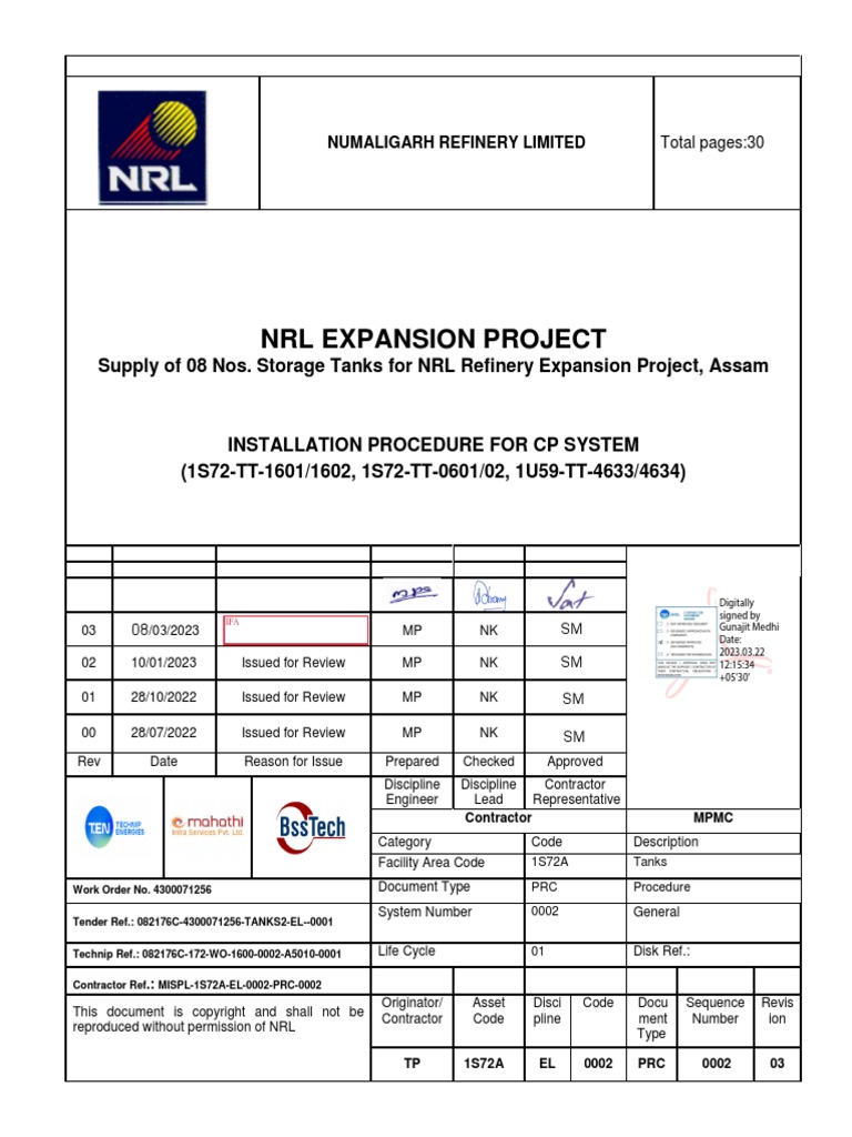 Tp-1s72a-El-0002-Prc-0002 - 03-C - Installation Procedure For CP System ...