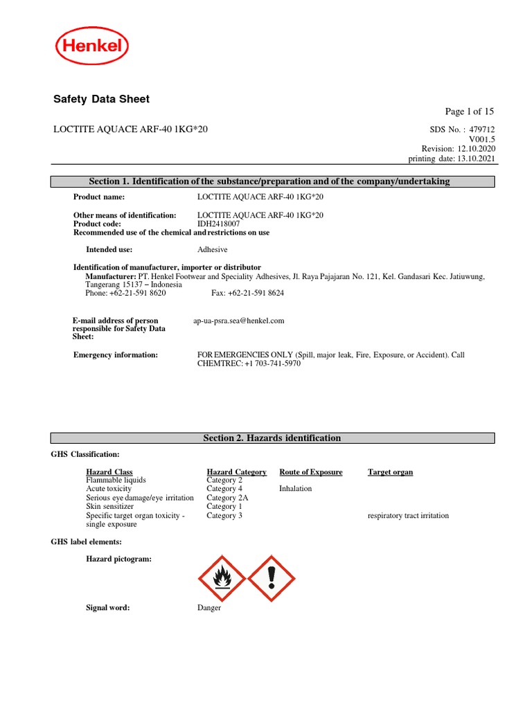 MSDS La Arf-40 | PDF | Physical Sciences | Occupational Safety And Health