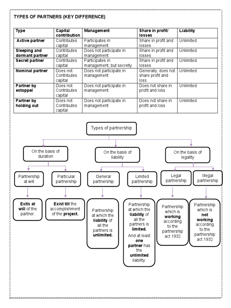 TYPES OF PARTNERS (Additonal Chart, For Explanation Purpose Only) | PDF ...