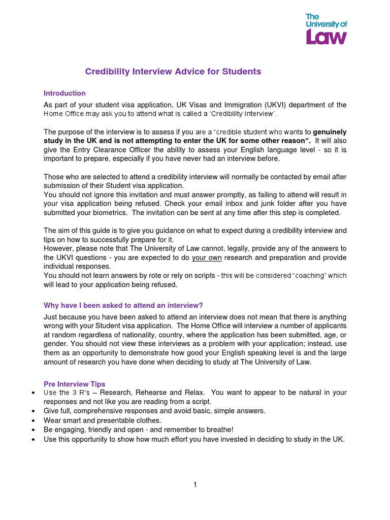 Credibility Interview Guide | PDF | Travel Visa
