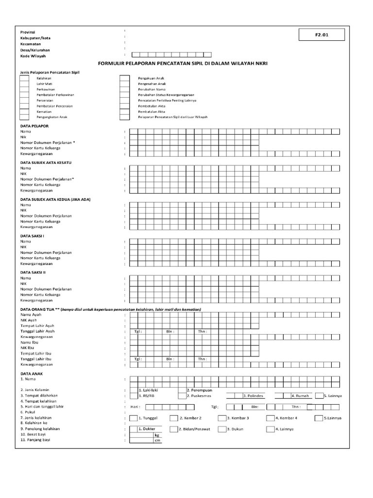 Formulir F2 01 | PDF
