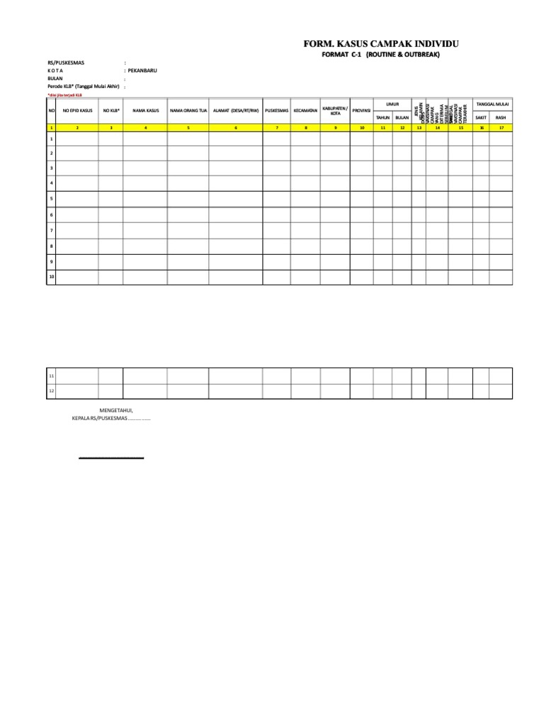 Form c1 Campak | PDF
