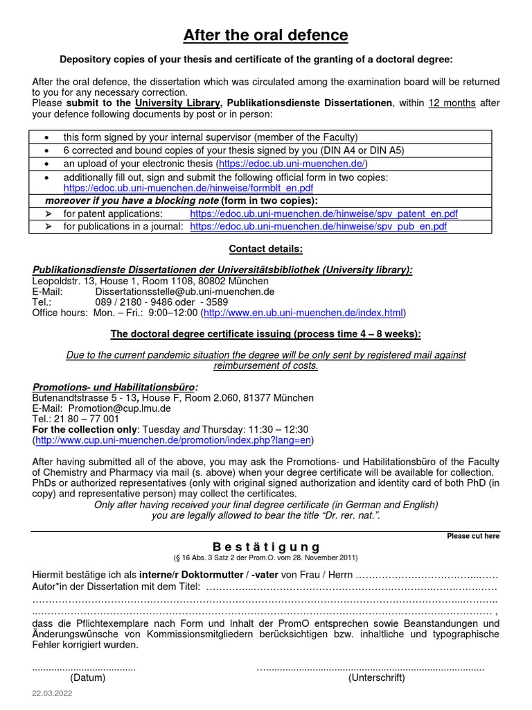 Post-Defence Dissertation Submission Guide | PDF | Doctor Of Philosophy | Thesis