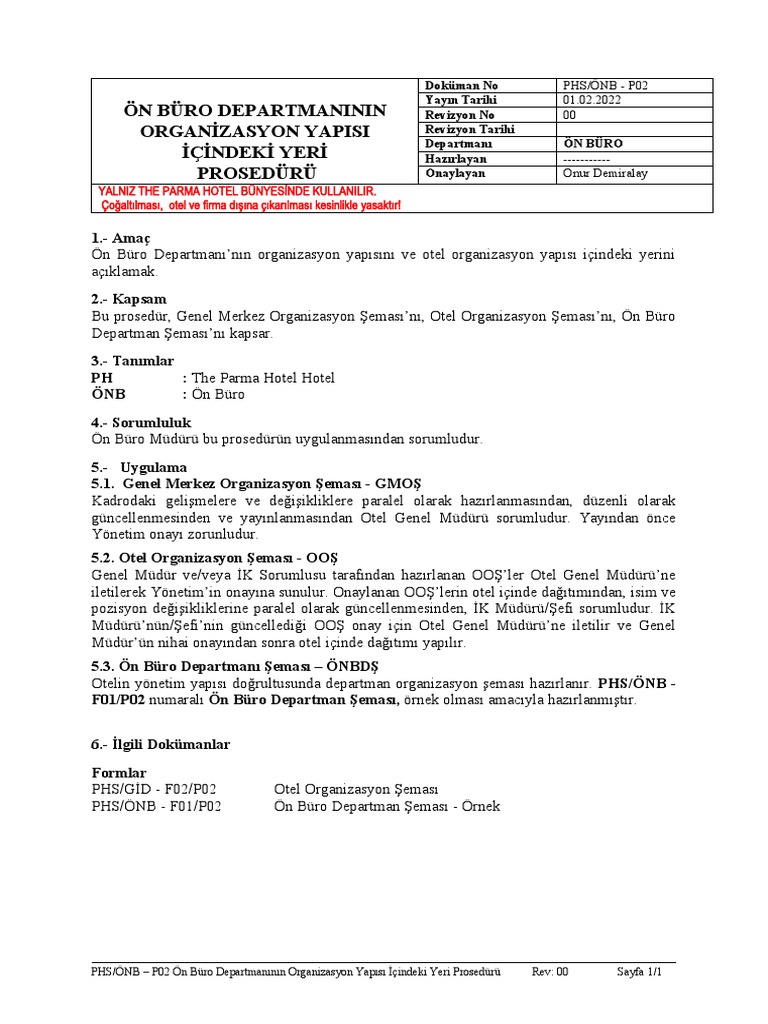 ONB P02 ONBDeptOrganizasyonYapisiIcindekiYeriPr | PDF