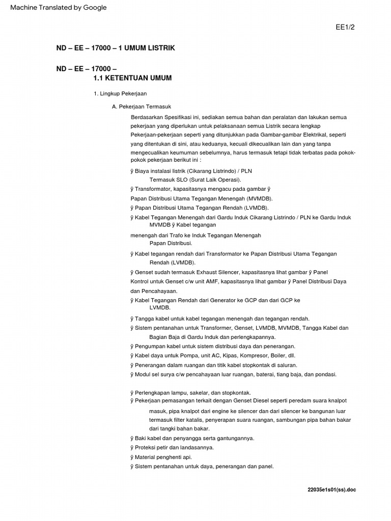 Technical Spec. EL | PDF