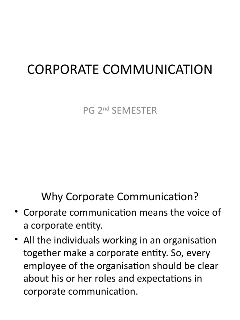 Corporate Communication | PDF