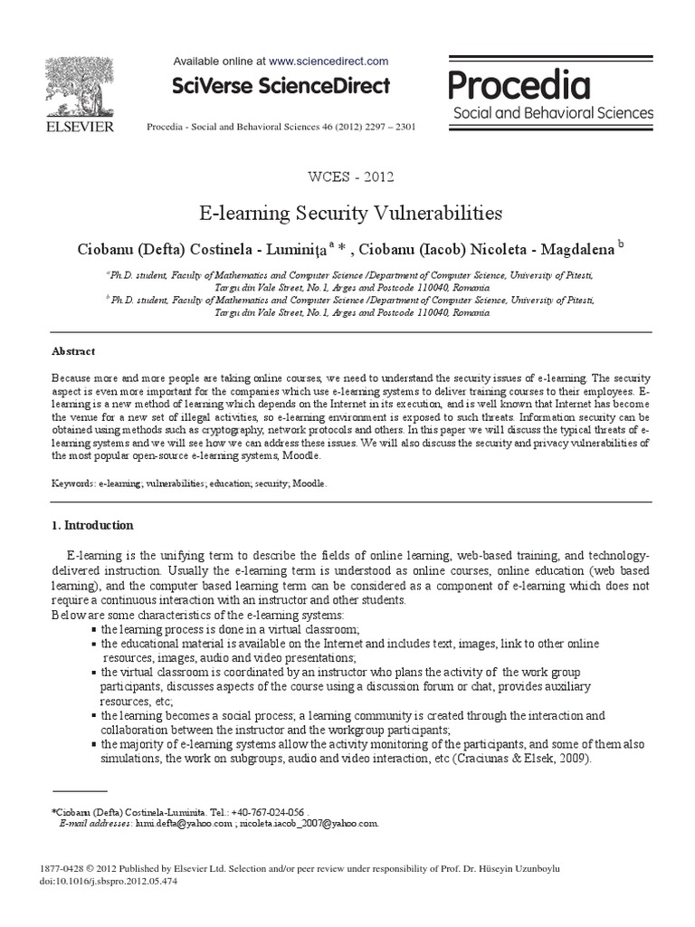 E Learning Security Vulnerabilities | PDF | World Wide Web | Internet & Web