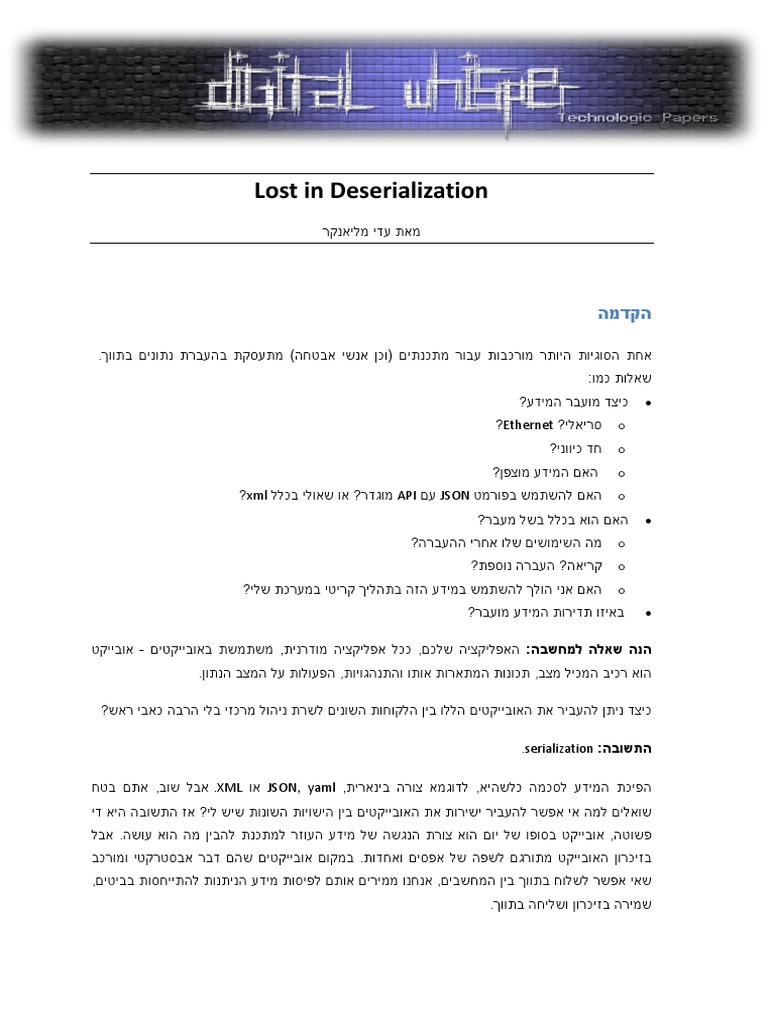 DW131 1 Deserialization | PDF
