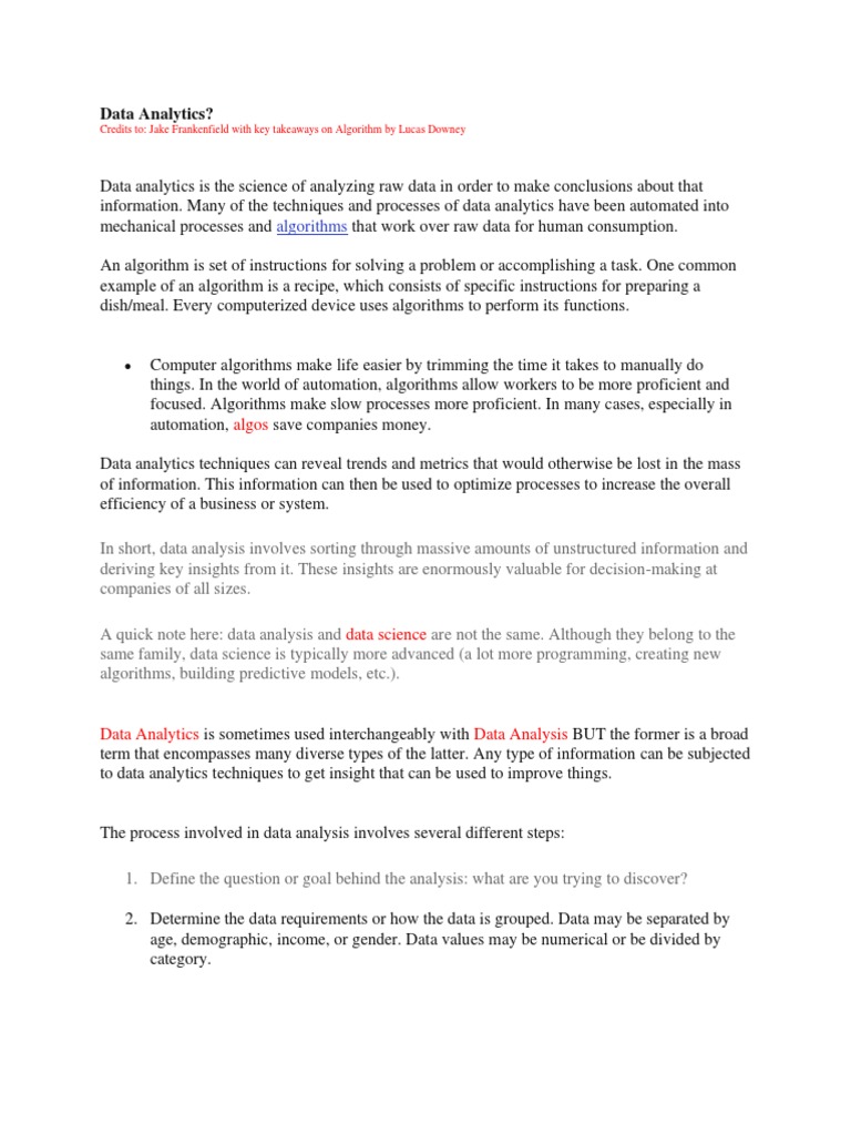 Data Analytics 1 | PDF