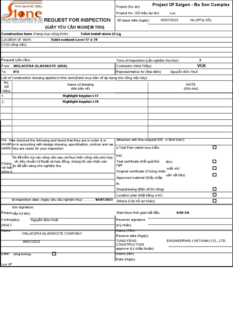 Form Công Trình Masterise Bason-20.02 | PDF