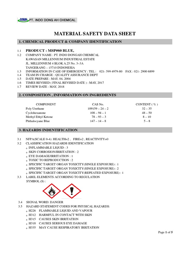 18.D MSP#60 Blue | PDF | Toxicity | Firefighting