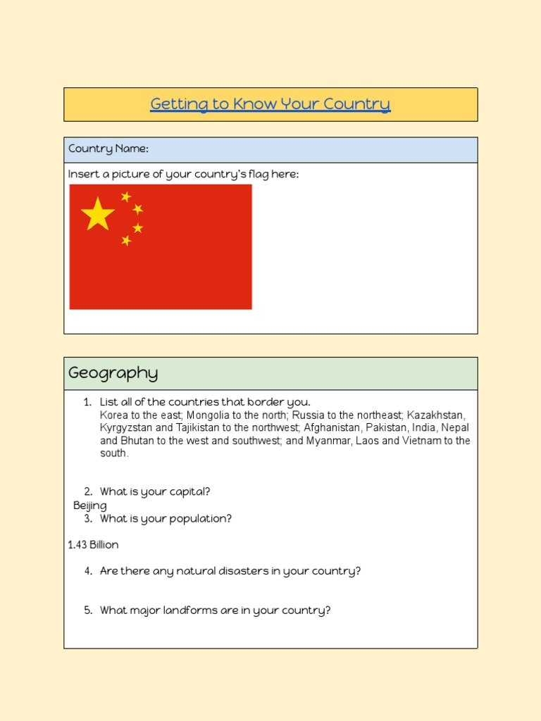 Getting To Know Your Country | PDF