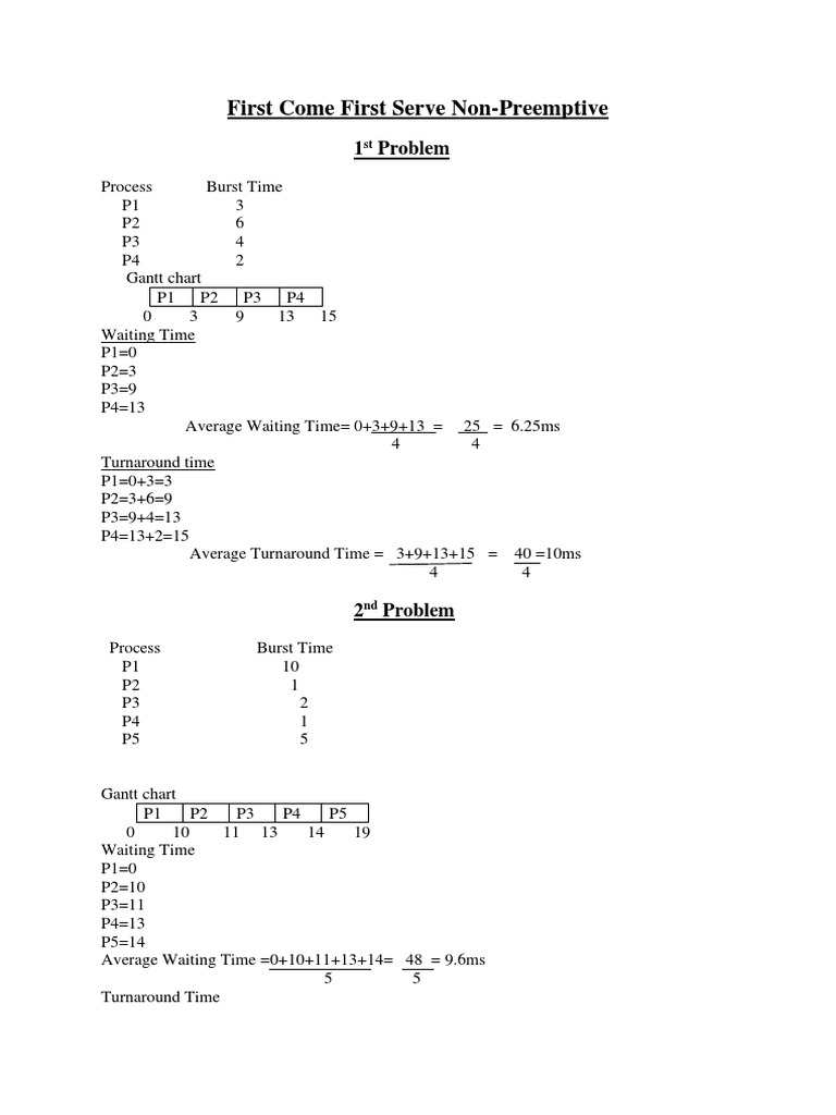 First Come First Serve Problems | PDF | Computing | Software Engineering