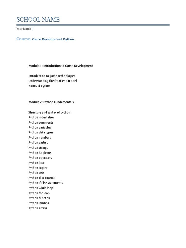 Python Course Outline | PDF Python Course Outline | PDF
