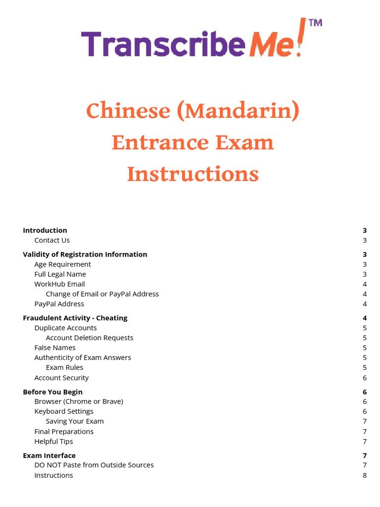 0213 - Chinese (Mandarin) Exam Instructions | PDF | Keyboard Shortcut | Control Key