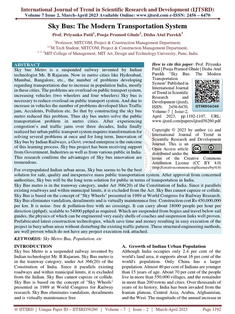 Sky Bus The Modern Transportation System | Download Free PDF | Public ...