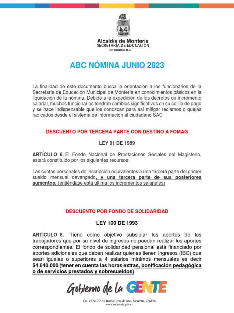 Abc Nomina Y Retroactivo 2023 Pdf Salario Mínimo Salario