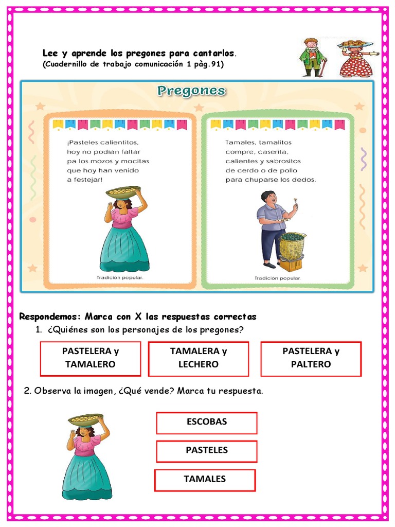 D1 A1 COM. FICHA Cantamos Pregones Peruanos | PDF