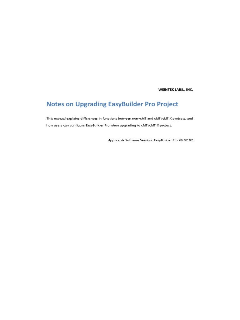 UM020007E Notes On Upgrading EasyBuilder Pro Project Eng | PDF ...