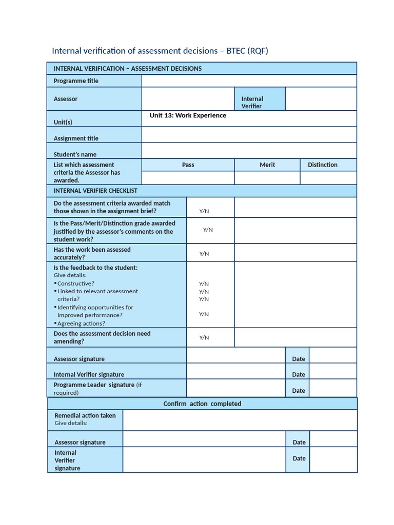 BTEC Assessment Verification Guide | PDF | Learning Styles | Learning