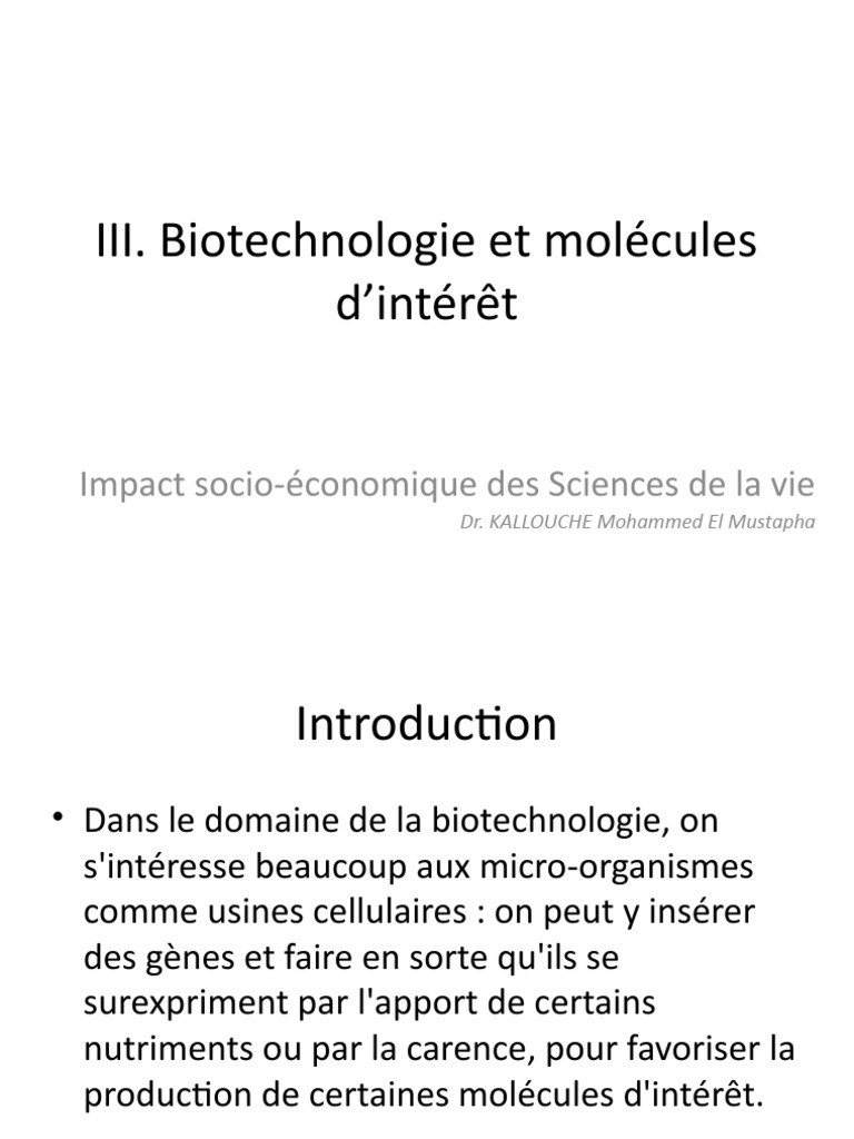 Biotechnologie: Santé, Environnement, Cosmétique | PDF | Biotechnologie | Cellule (Biologie)