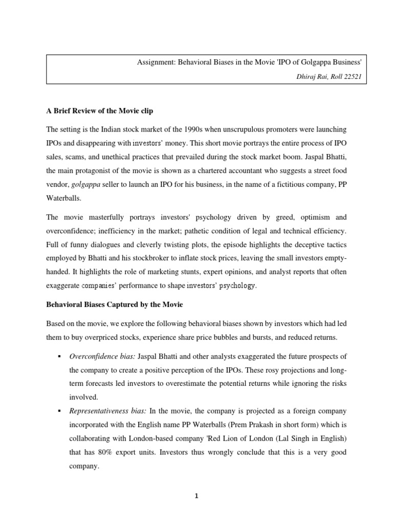 Dhiraj Rai - 22521 - Assignment-The Movie Review | PDF | Bias | Stocks