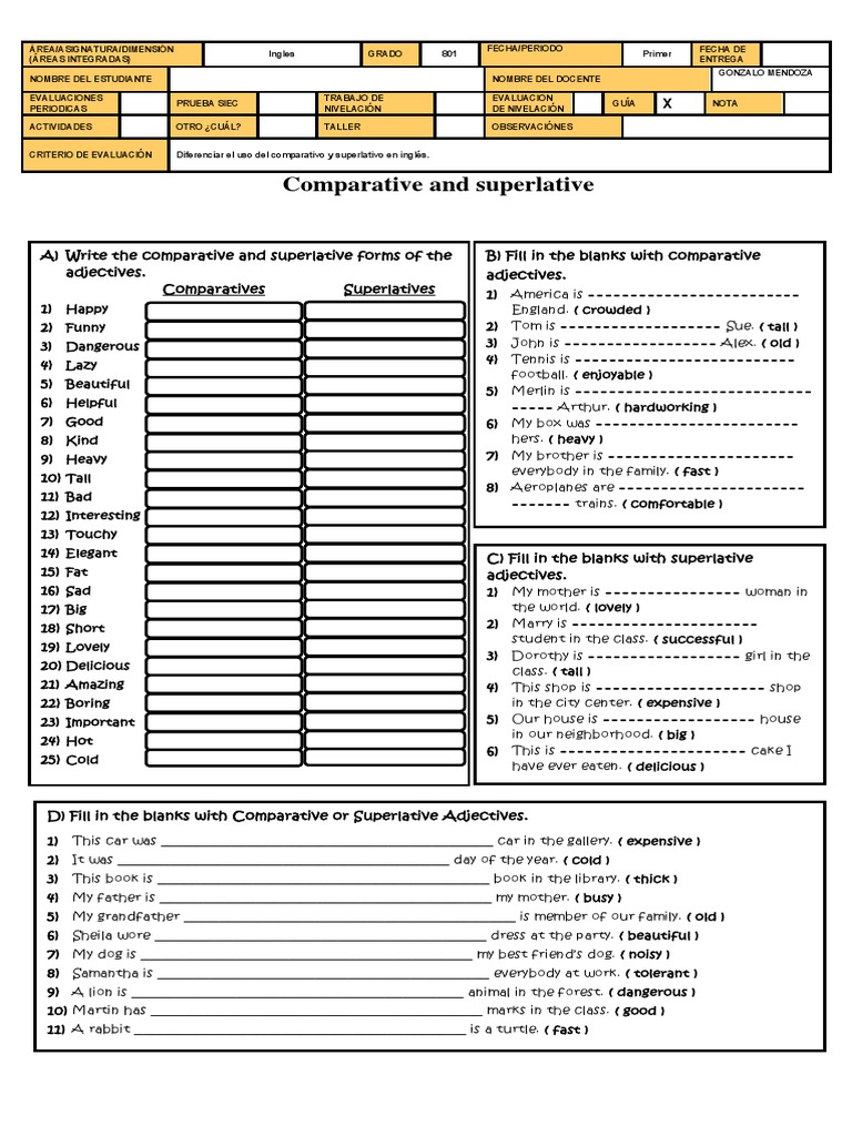 Comparatives and Superlatives in English | PDF | Grammar