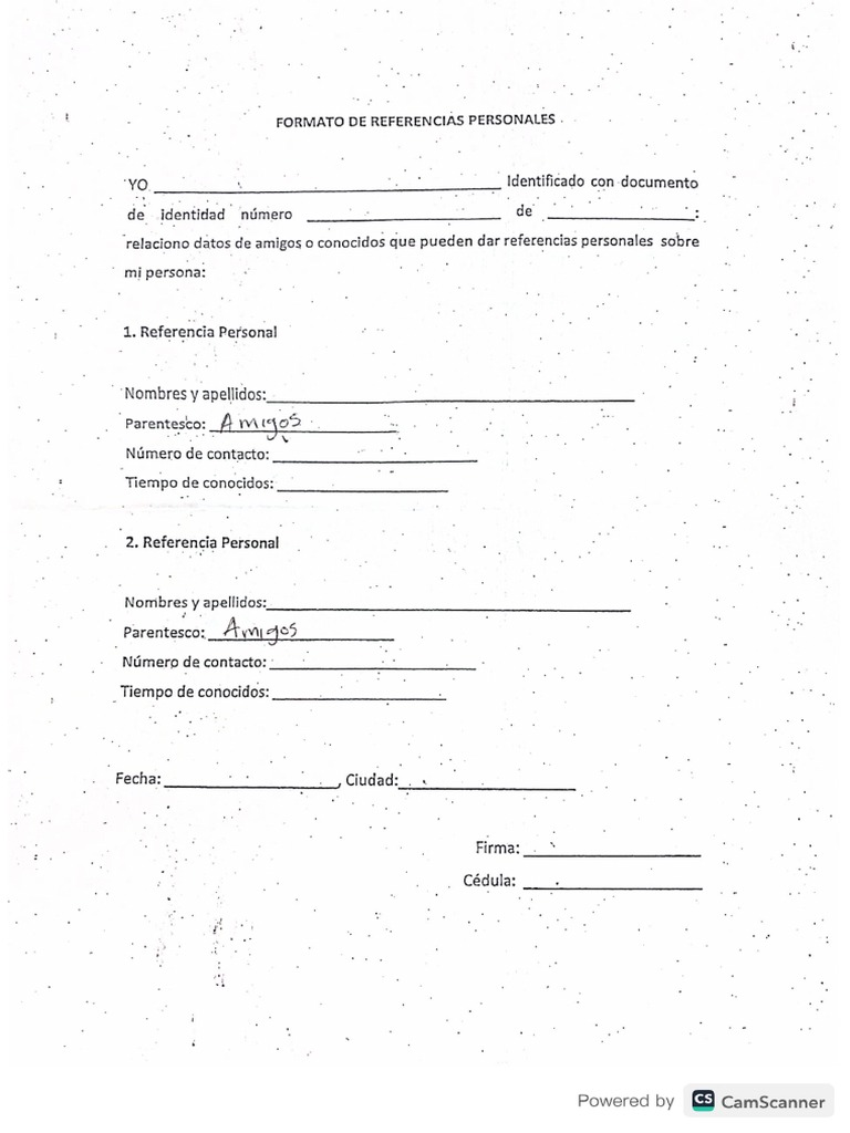 Formato de Referencia Personales | PDF