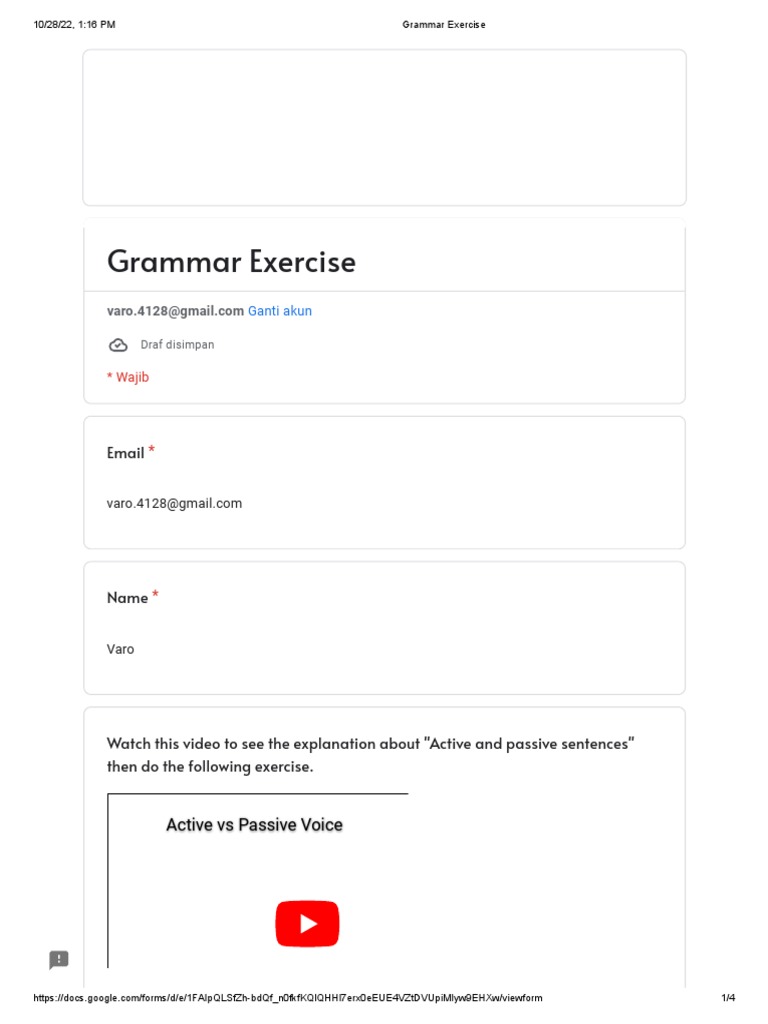 Grammar Exercise | PDF | Grammar | Language Mechanics