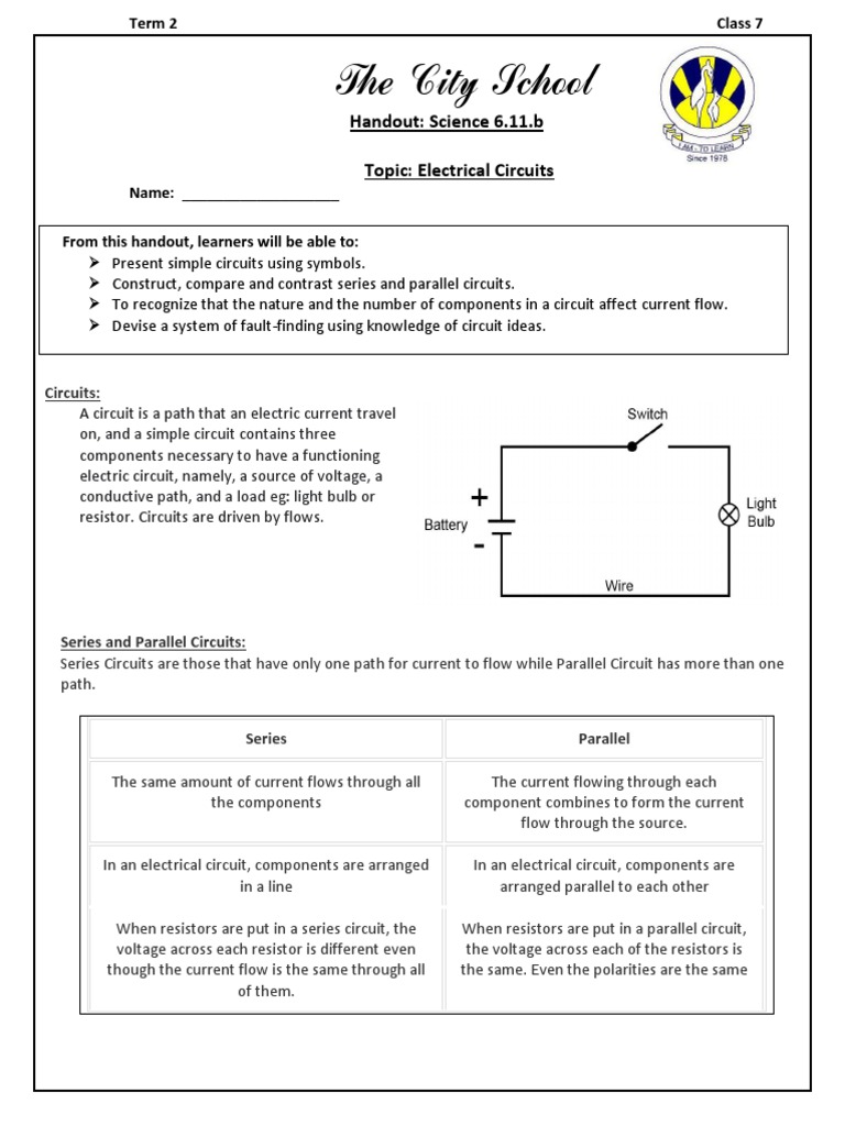 Handout 611b Pdf Series And Parallel Circuits Electrical Network