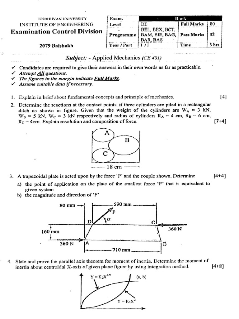 IOE First Semester Applied Mechanics Past Questions PDF | PDF