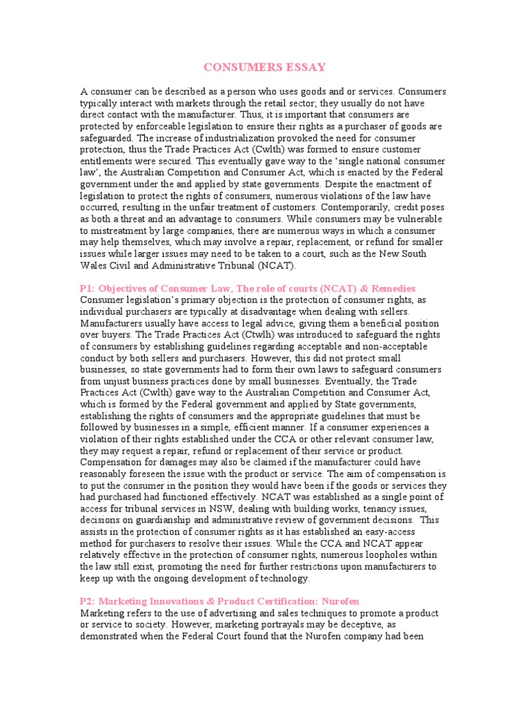 Consumers Essay | PDF | Consumer Protection | Business