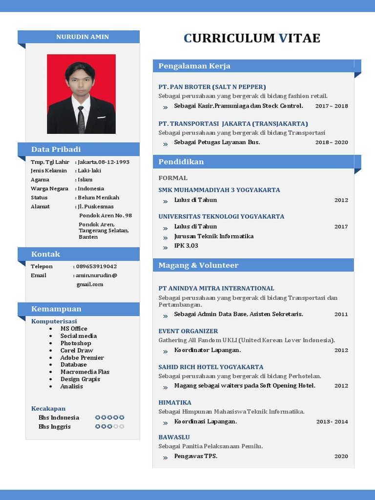 CV - Nurudin Amin | PDF