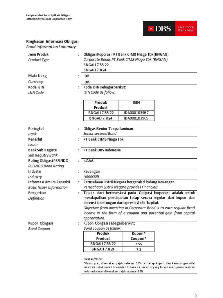 Termsheet Bonds Corporate Bond Bank CIMB | PDF