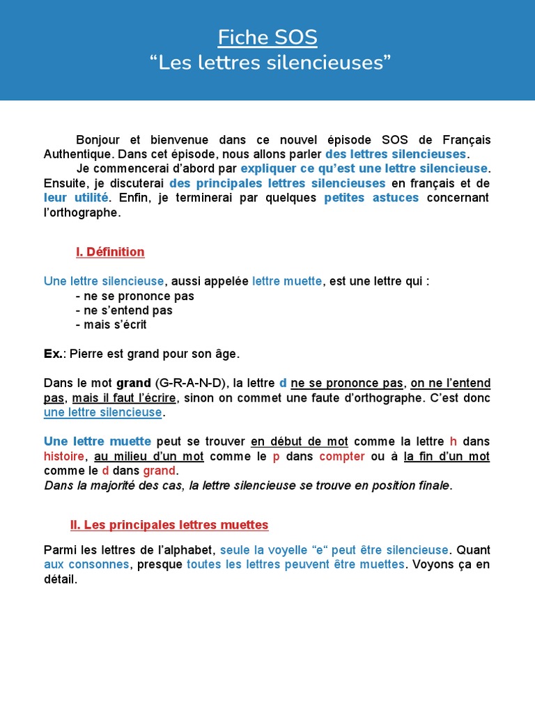 Les Lettres Silencieuses | PDF | Orthographie | Communication humaine