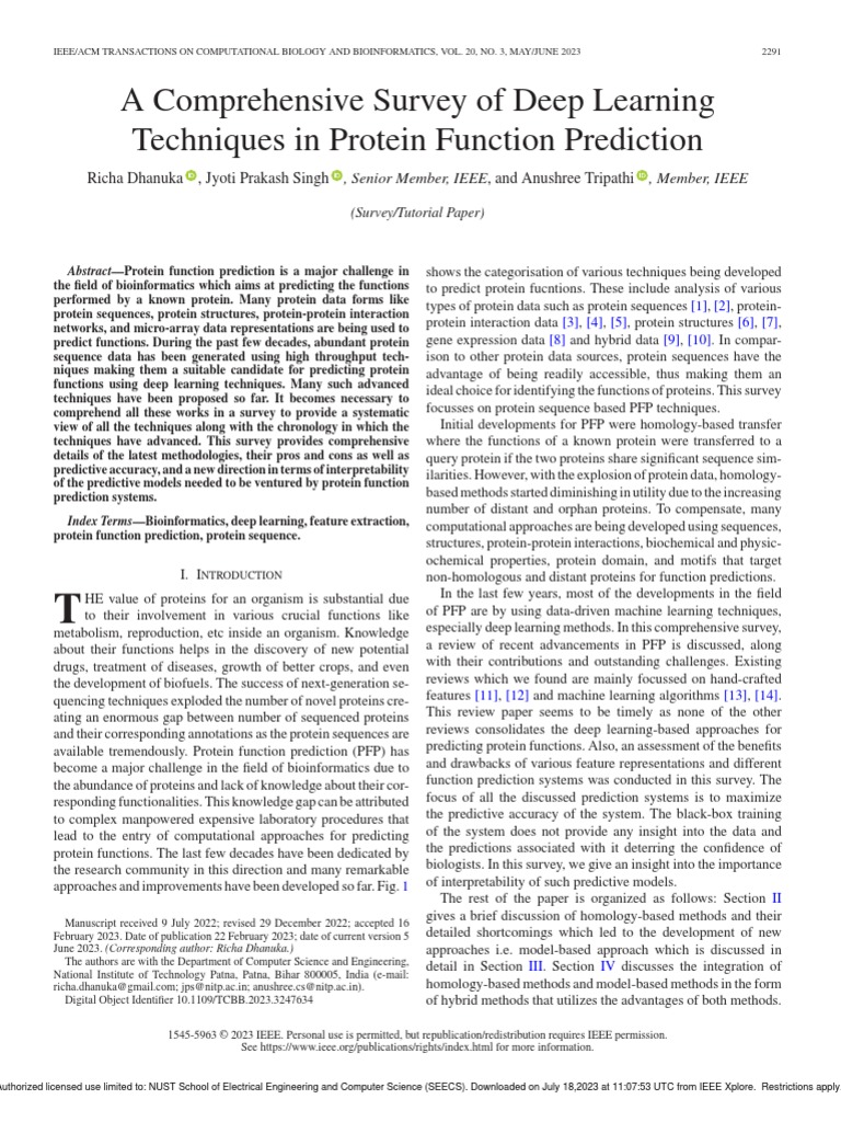 A Comprehensive Survey of Deep Learning Techniques in Protein Function Prediction | PDF | Deep ...