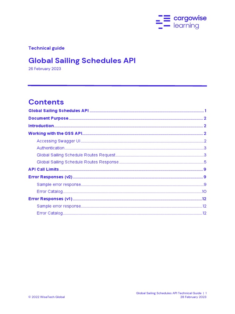 Global Sailing Schedules API Technical Guide | PDF | Boolean Data Type ...