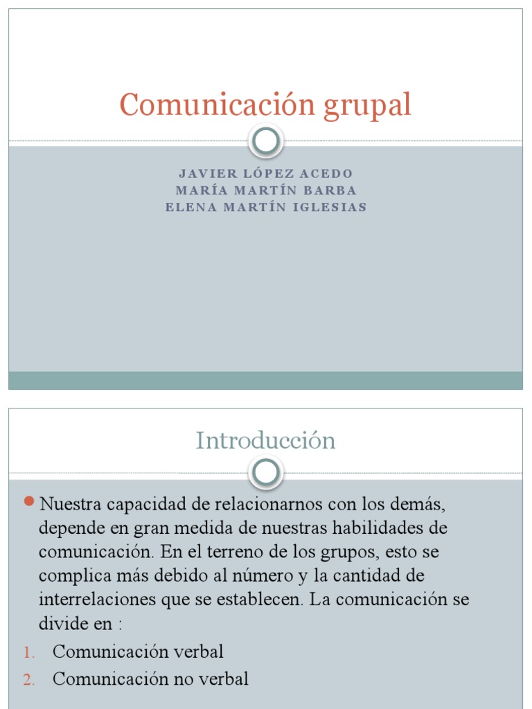 Comunicación Grupal | PDF | Comunicación | Comunicación no verbal
