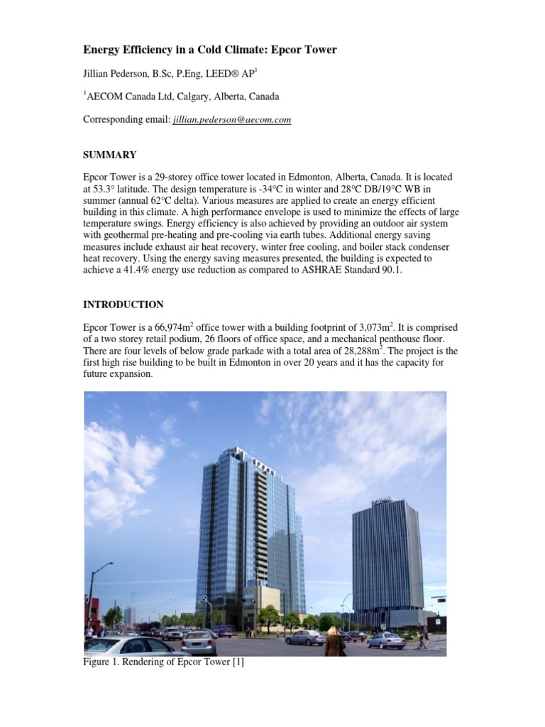 Energy Efficiency in A Cold Climate - Epcor Tower | PDF | Hvac | Heat ...